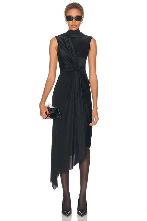 Balenciaga Mockneck Midi Dress - Black
