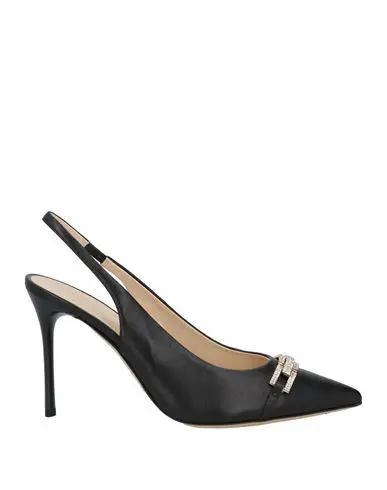 BALDININI Leather Slingback Pumps With Appliqués - Black