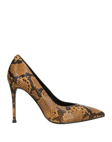 TOSCA BLU Snakeskin-print Stiletto Pumps - Mustard
