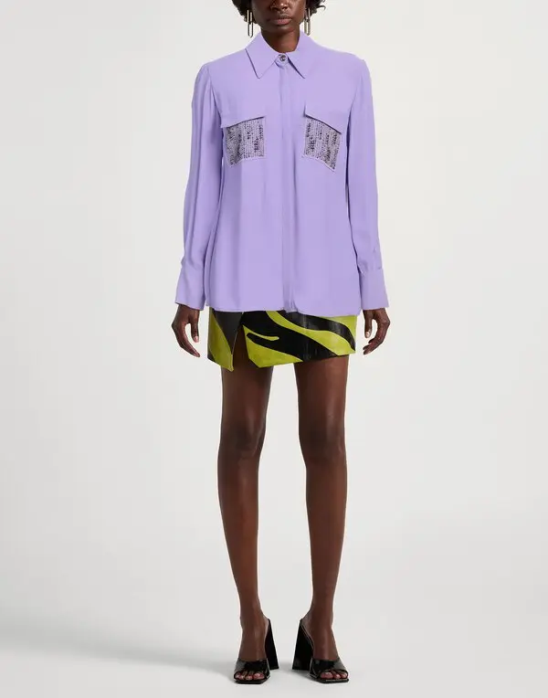 Elisabetta Franchi Safari Shirt With Appliqués - Purple
