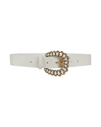 Maje Embellished Leather Belt - White