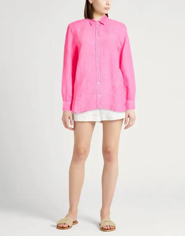 120% Lino Linen Shirt With Lace Trims