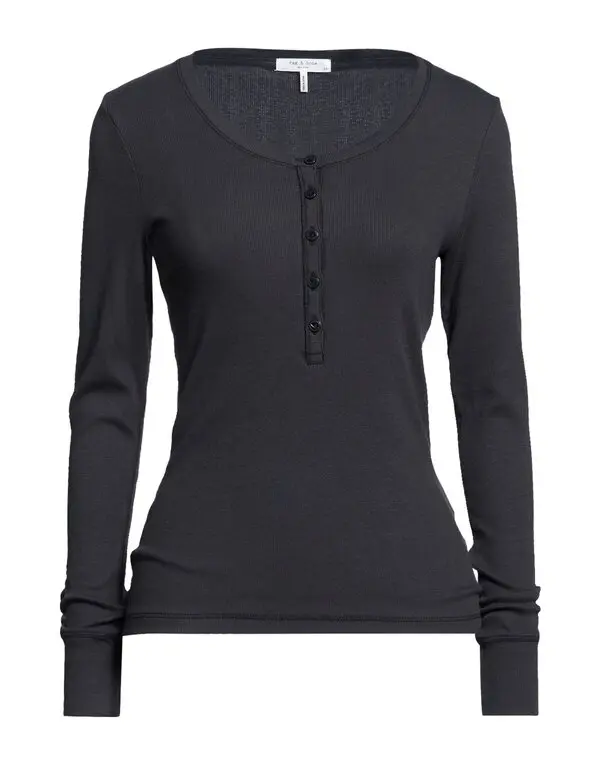 Rag & Bone Cotton Modal Elastane Henley T-shirt - Charcoal