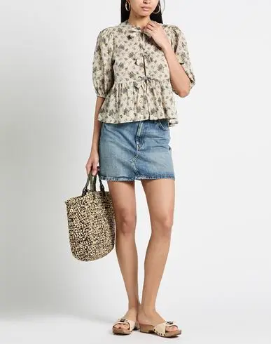 Antik Batik Floral Print Peplum Shirt - Grey