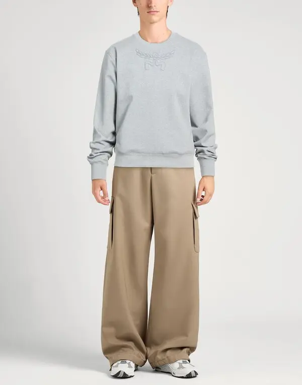 Mcm Crewneck Sweatshirt With Embroidered Logo - Grey