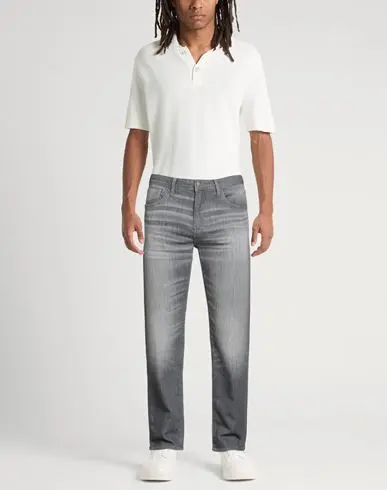 Armani Exchange Straight-leg Jeans With Leather Trims - Grey