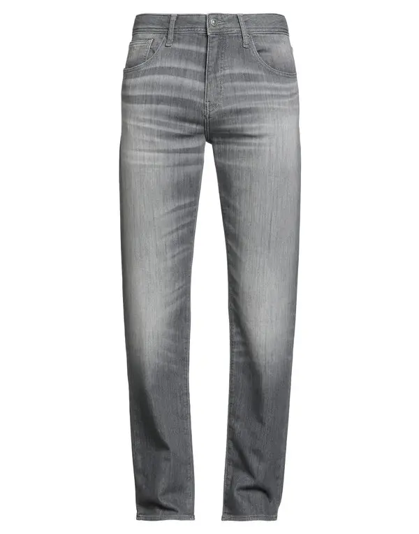 Armani Exchange Straight-leg Jeans With Leather Trims - Grey