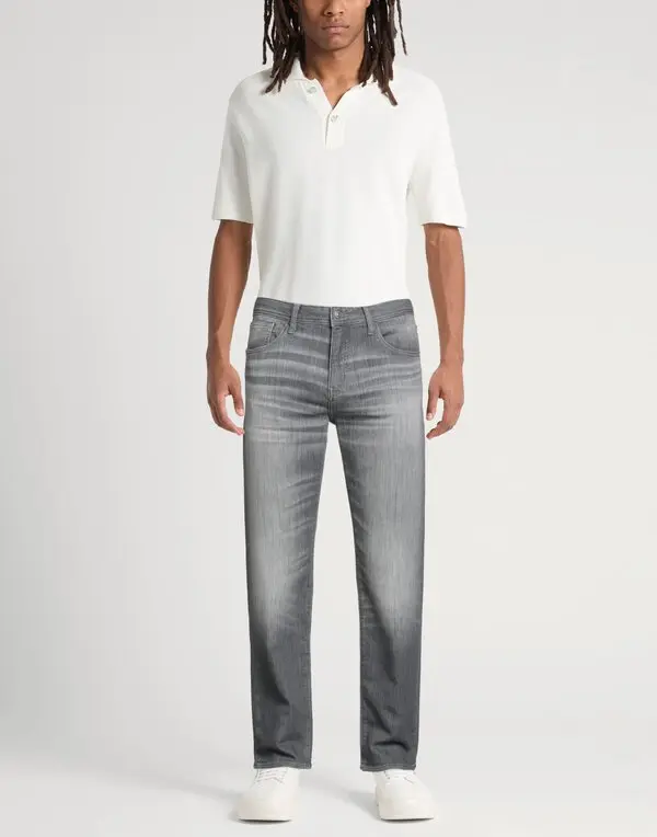 Armani Exchange Straight-leg Jeans With Leather Trims - Grey