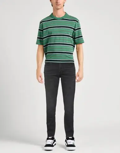 Armani Exchange Skinny Jeans With Leather Trims - Black