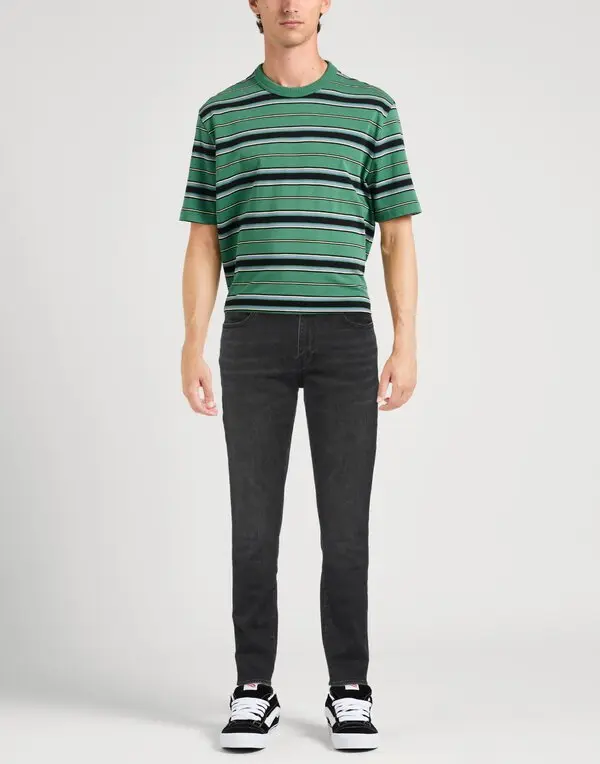 Armani Exchange Skinny Jeans With Leather Trims - Black