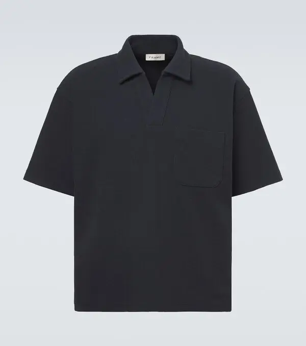 FRAME Textured Cotton-blend Polo Shirt