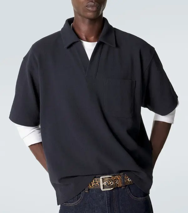 FRAME Textured Cotton-blend Polo Shirt
