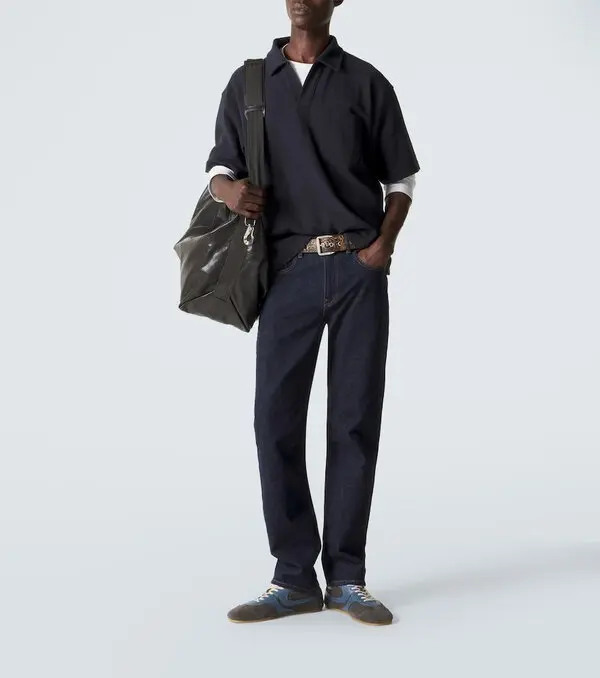 FRAME Textured Cotton-blend Polo Shirt