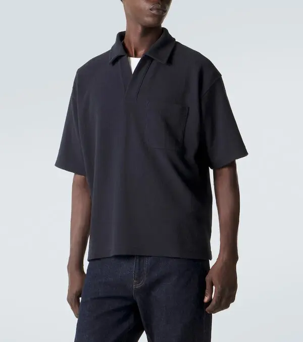 FRAME Textured Cotton-blend Polo Shirt