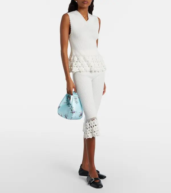 GANNI Crochet-trimmed Ribbed Top