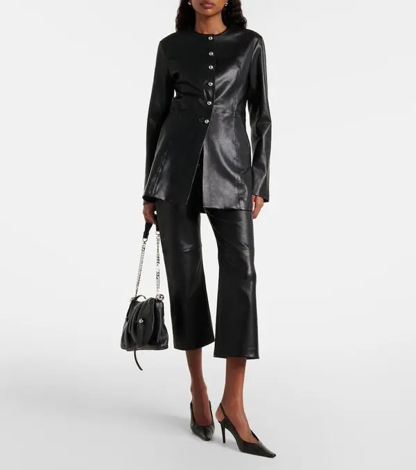 Nour Hammour Leather Cropped Slim Pants