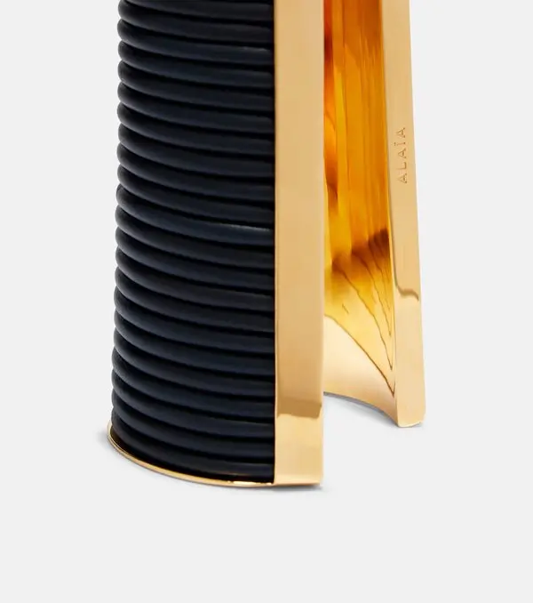Alaïa Leather-trimmed Cuff Bracelet