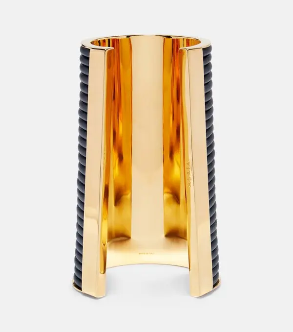 Alaïa Leather-trimmed Cuff Bracelet