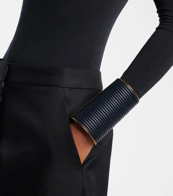 Alaïa Leather-trimmed Cuff Bracelet