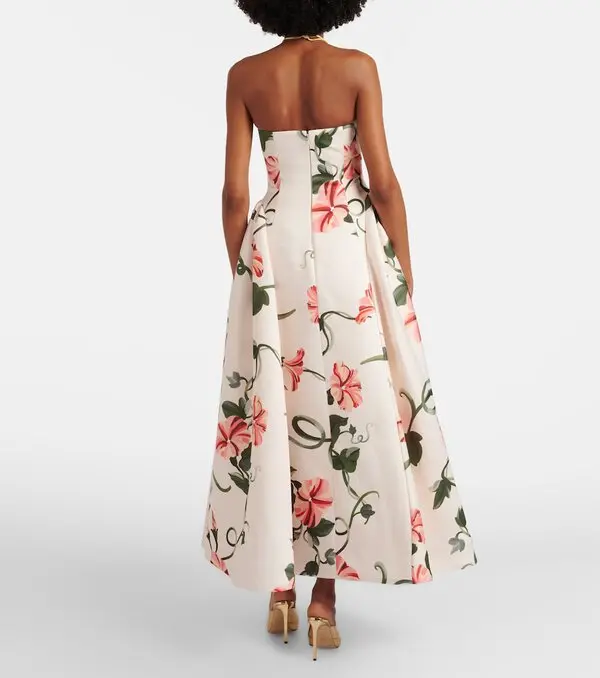 LEO LIN Violet Floral Bustier Gown - Beige