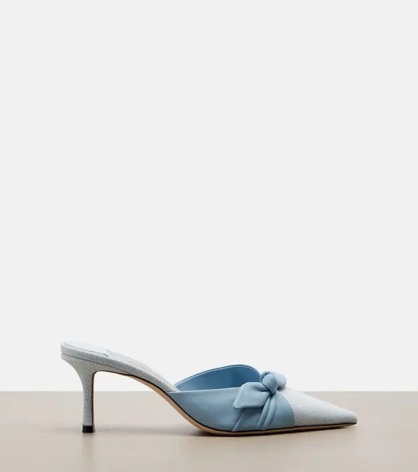 JIMMY CHOO Livi Leather And Canvas Mules - Blue