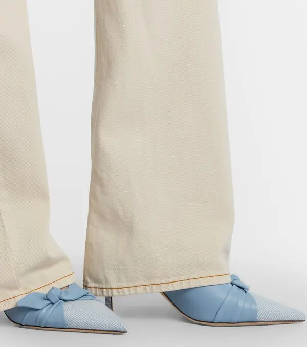 JIMMY CHOO Livi Leather And Canvas Mules - Blue