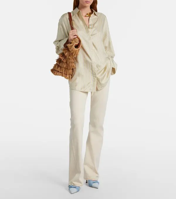 JIMMY CHOO Livi Leather And Canvas Mules - Blue