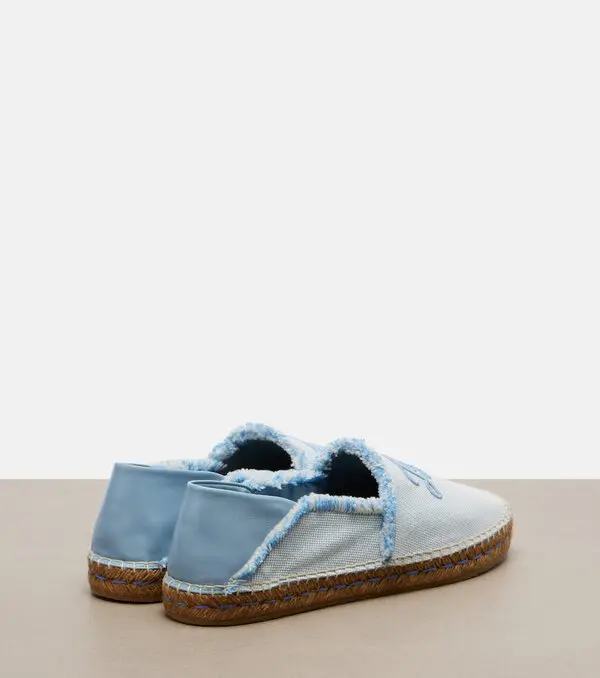 JIMMY CHOO Embroidered Canvas Espadrilles - Blue