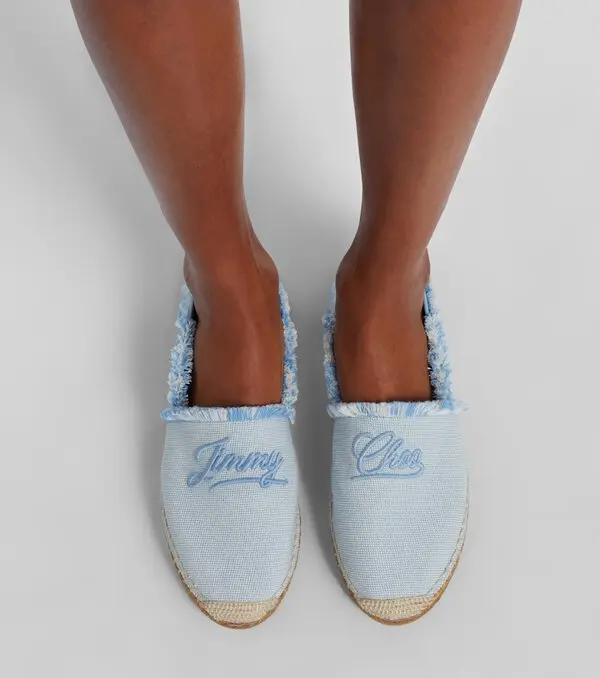 JIMMY CHOO Embroidered Canvas Espadrilles - Blue