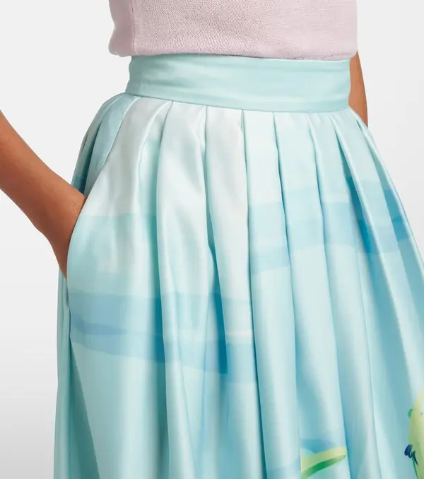 LEO LIN Printed Satin Maxi Skirt
