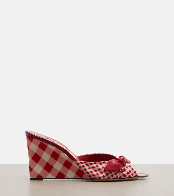 JIMMY CHOO Livi Checked Wedge Mules