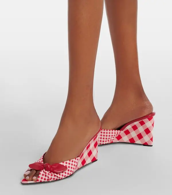 JIMMY CHOO Livi Checked Wedge Mules