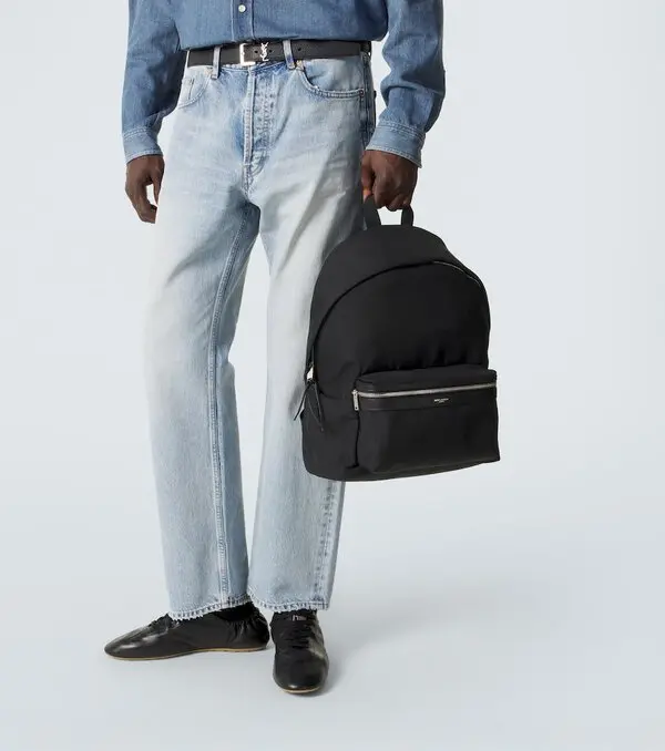 Saint Laurent City Leather-trimmed Canvas Backpack