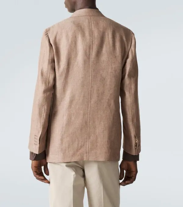 Rubinacci Herringbone Linen And Wool Blazer