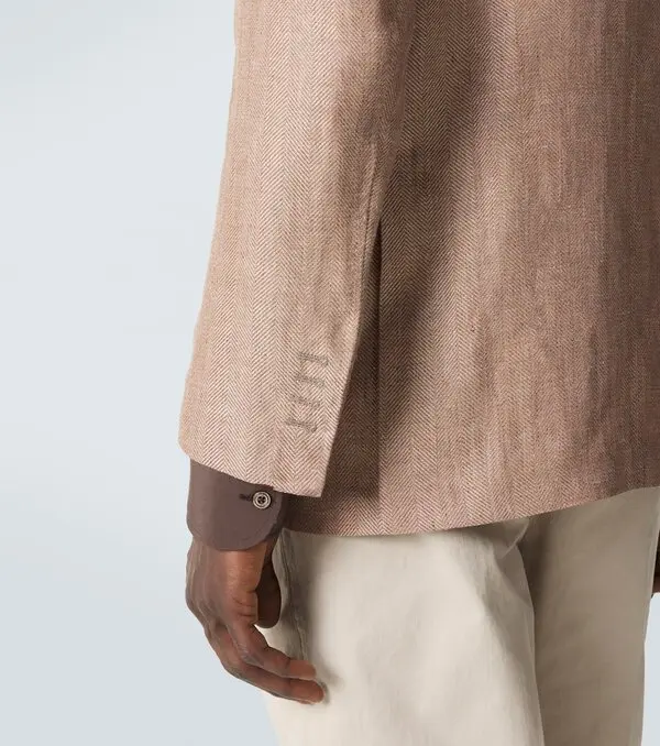 Rubinacci Herringbone Linen And Wool Blazer