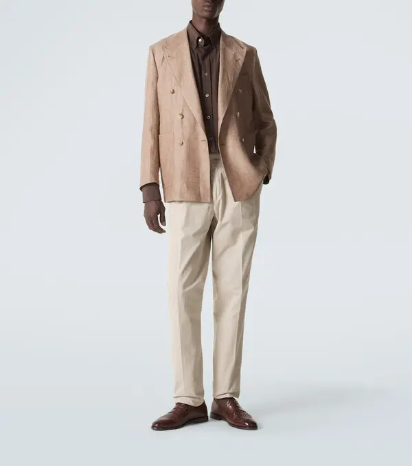 Rubinacci Herringbone Linen And Wool Blazer