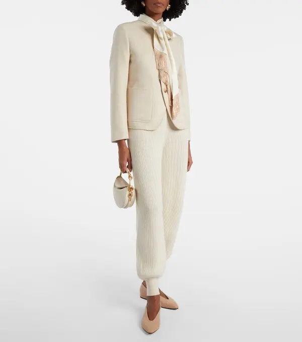 Loro Piana Rebecca Herringbone Ballerina Flats - Beige