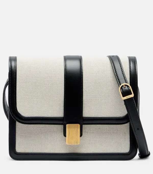 Khaite Blake Leather-trimmed Canvas Crossbody Bag - Beige