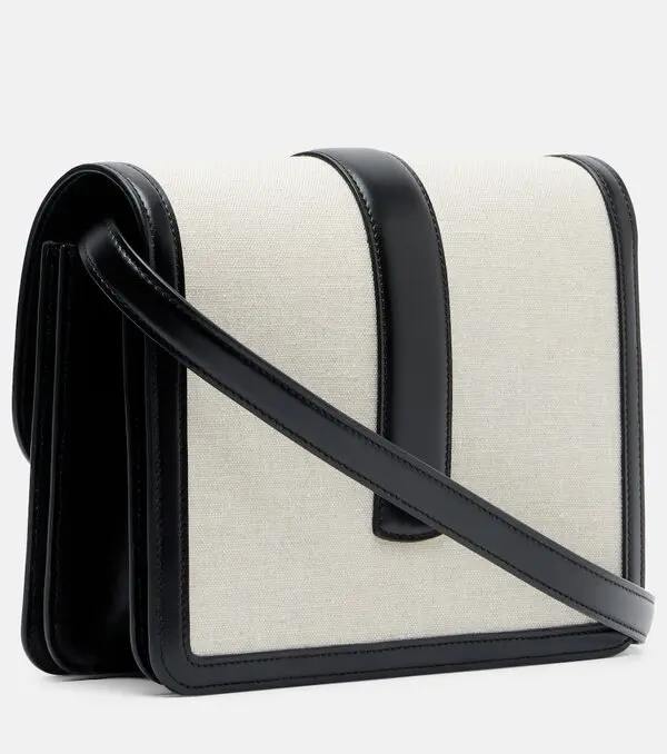 Khaite Blake Leather-trimmed Canvas Crossbody Bag - Beige