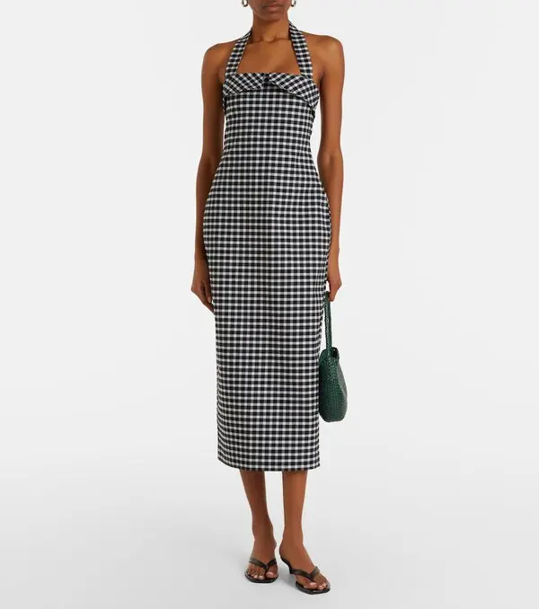 Posse Chiara Gingham Midi Dress - Black