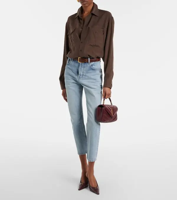 Saint Laurent 90s Cropped Slim Jeans - Blue