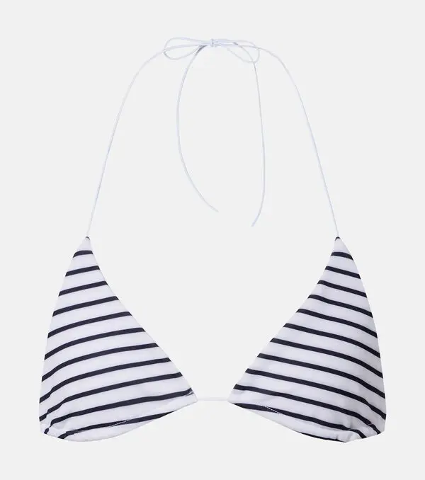 Jade Swim Micro Via Striped Bikini Top - White