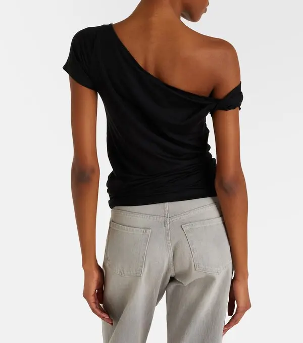 7 For All Mankind One-shoulder T-shirt - Black