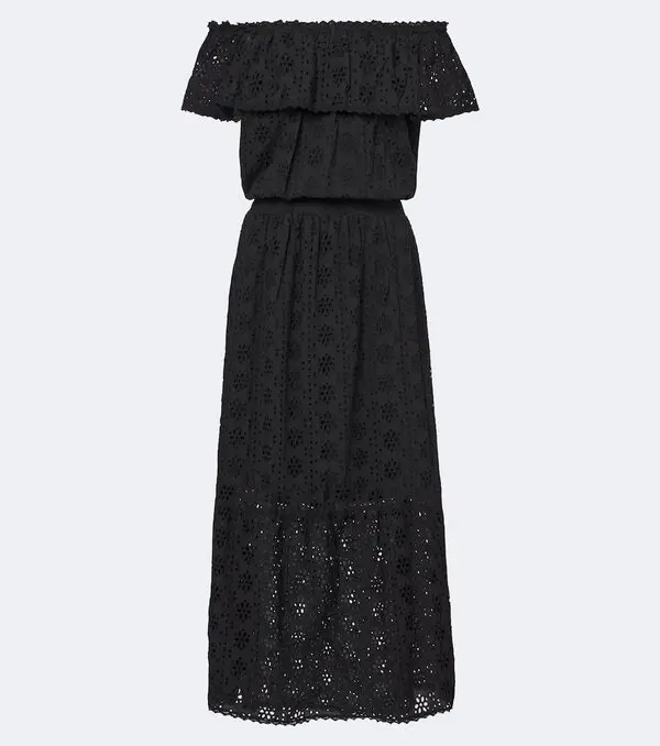 Melissa Odabash Larna Broderie Anglaise Midi Dress - Black