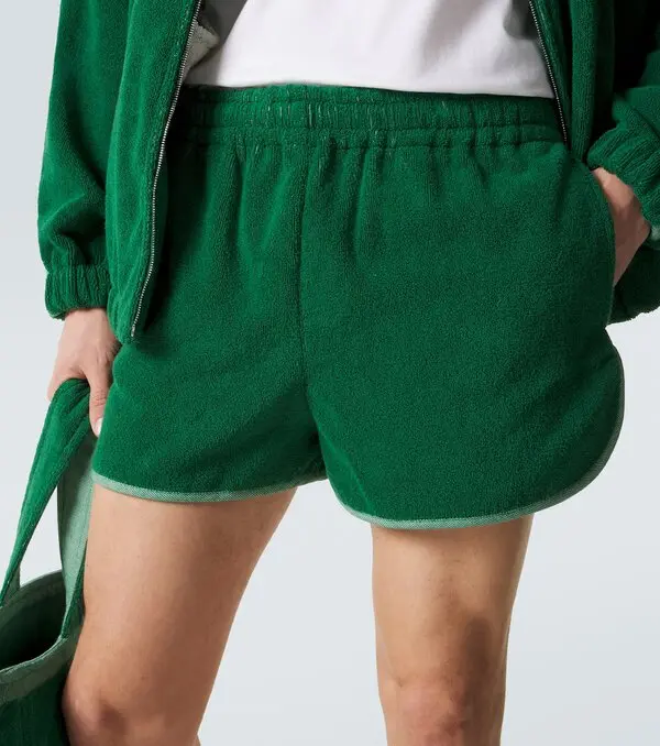 Versace Logo Cotton Terry Shorts - Green