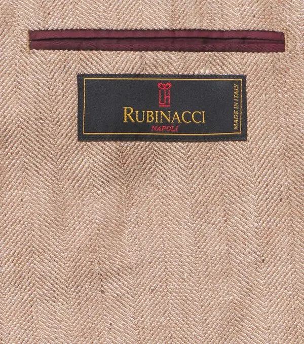 Rubinacci Herringbone Linen And Wool Blazer - Beige