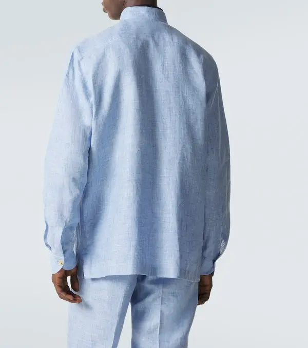 Rubinacci Linen Field Jacket - Blue
