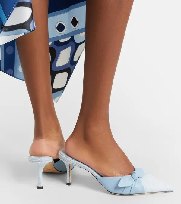 JIMMY CHOO Livi Leather And Canvas Mules - Blue