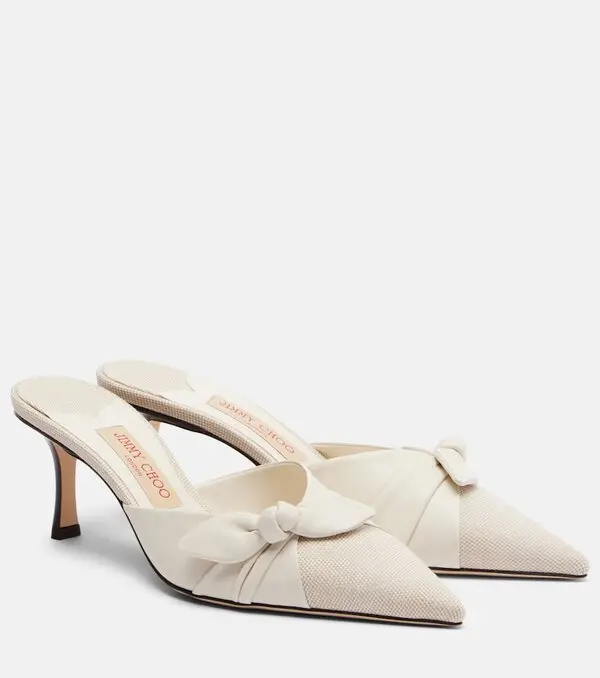 JIMMY CHOO Livi Bow-detail Mules - White