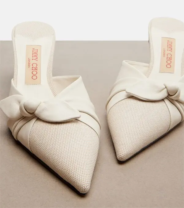 JIMMY CHOO Livi Bow-detail Mules - White